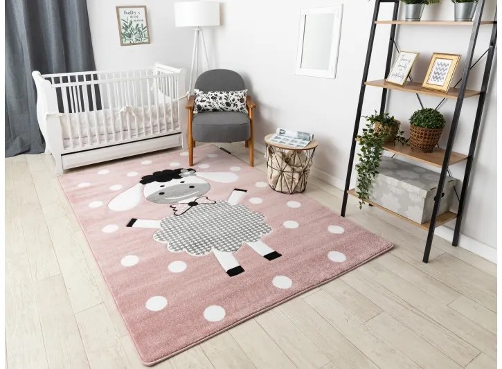 Dywany Łuszczów, Dětský kusový koberec Petit Dolly sheep pink, 140x190, růžová, dětský pokoj