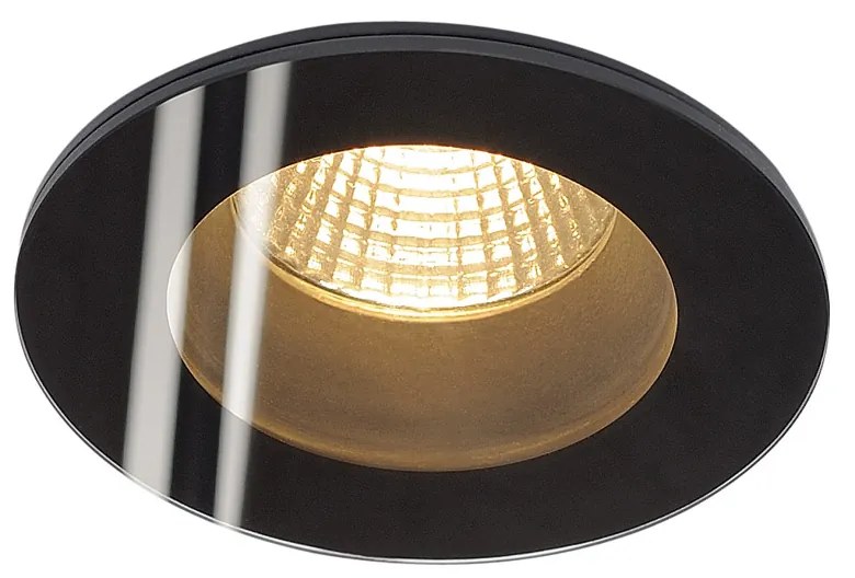 SLV 114440 Patta-F, zápuštěná bodovka IP 65, 12W LED 3000K, černá, prům.8,3cm