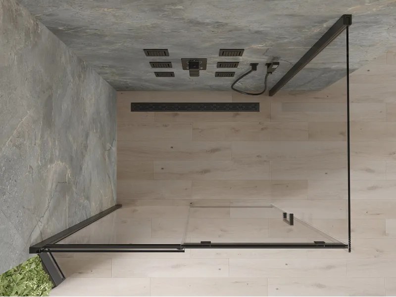 Mexen Omega sprchový kout 140x100cm, 8mm sklo, černý profil-čiré sklo, 825-140-100-70-00