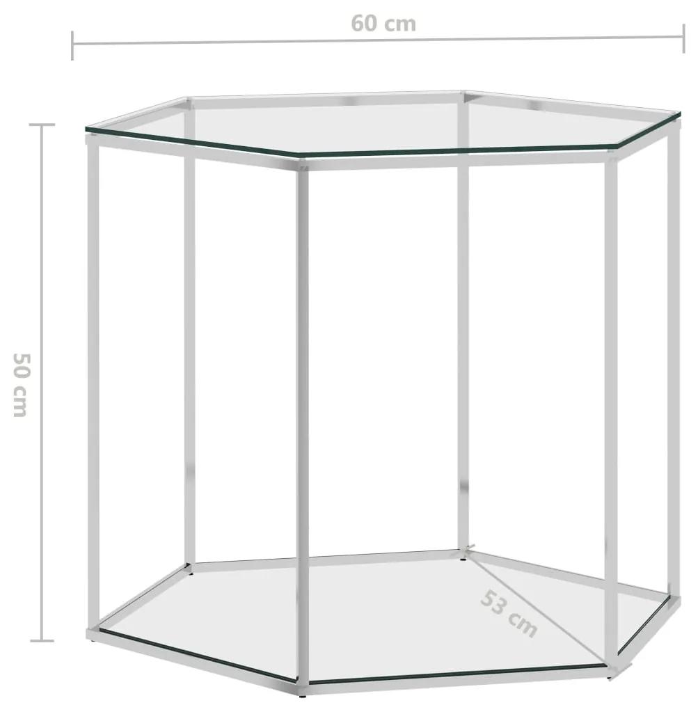 Konferenční stolek stříbrný 60x53x50 cm nerezová ocel a sklo - Default Title