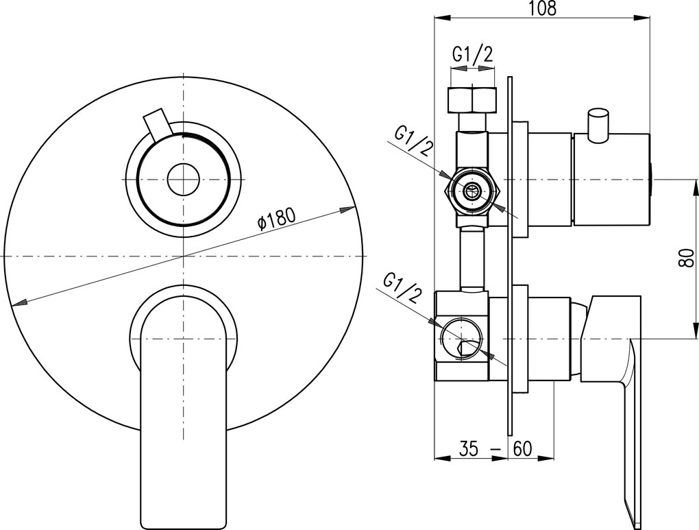 Slezák - RAV Vanová/sprchová baterie 3-cestná s podomítkovým tělesem NL187.3MGK, Metal Grey kartáčovaná