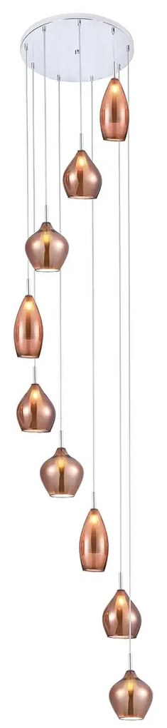 Industriální lustr Amber 9 měděná