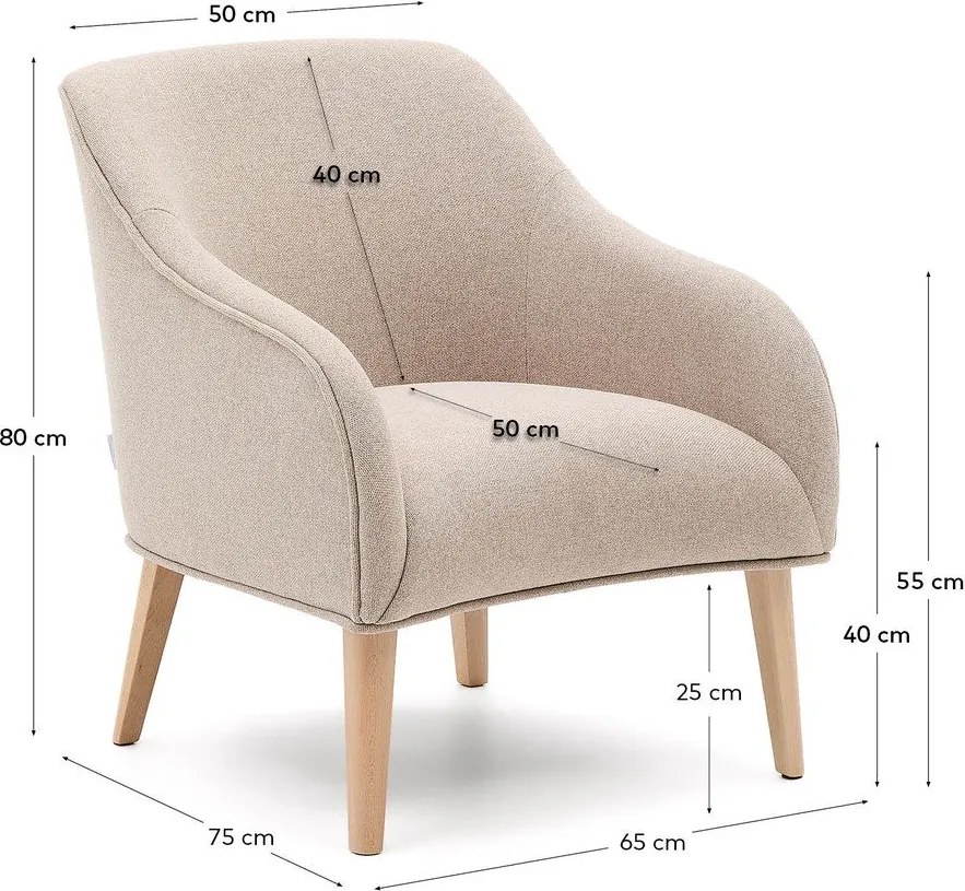 Béžové křeslo Bobly – Kave Home