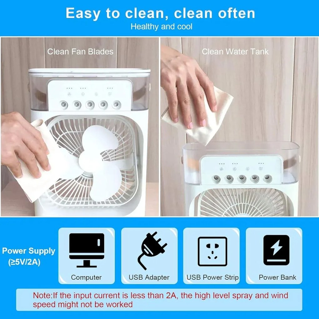 AFF Domácí přenosný ventilátor 3 v 1 se zvlhčovačem vzduchu
