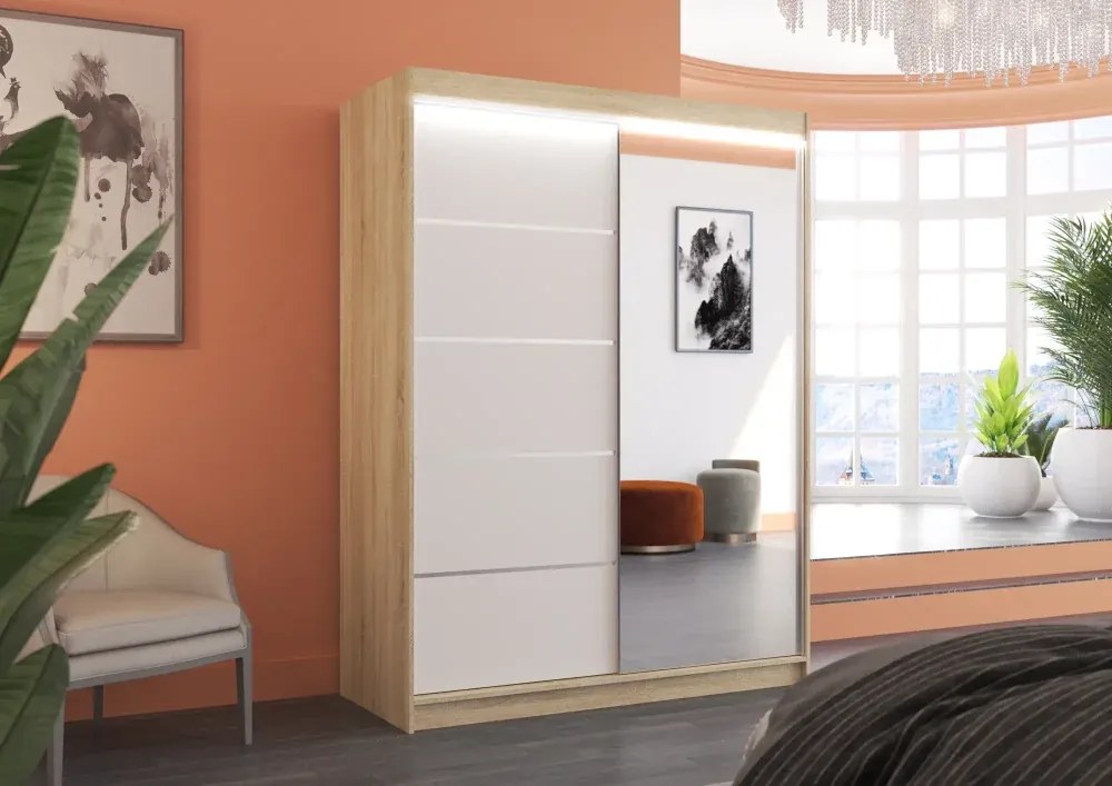 Posuvná skříň se zrcadlem a LED osvětlením LIMBO 150