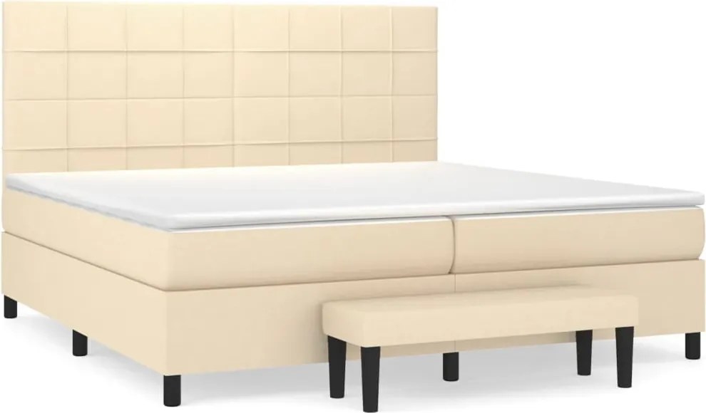 Box spring postel s matrací krémová 200x200 cm textil 3136626
