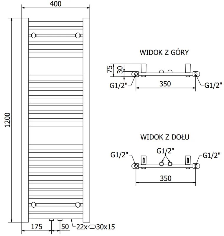 Mexen Hades, topné těleso 1200x400 mm, 367 W, chromová, W104-1200-400-00-01