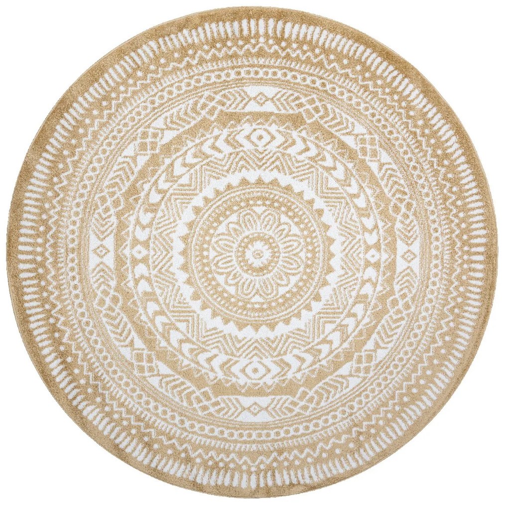 Dywany Łuszczów, Kusový koberec Napkin gold kruh, 120x120 (průměr) kruh, žlutá, chodba / předsíň