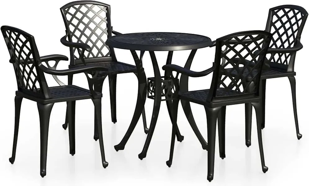 5dílný bistro set litý hliník černý 3070608