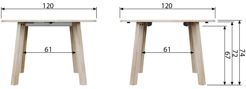 Hoorns Šedý dubový rozkládací jídelní stůl Janton 120 cm