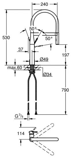 Grohe Essence New Baterie dřezová, bez výpusti, chrom 30294000