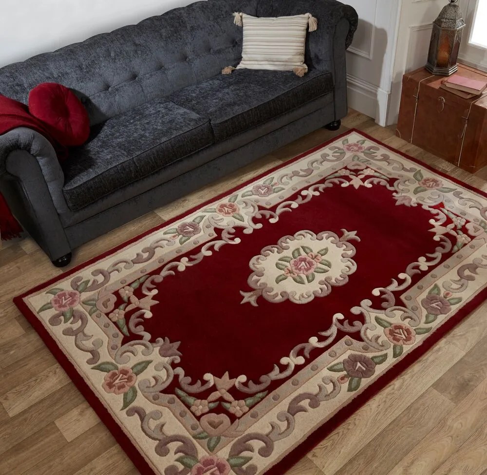 Flair Rugs, Ručně všívaný kusový koberec Lotus premium Red, 150x240, červená, chodba / předsíň