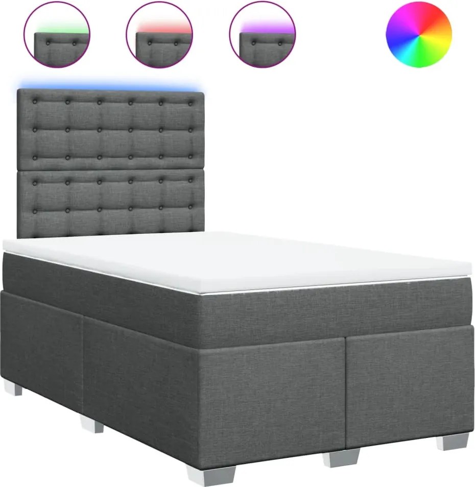 Box spring postel s matrací tmavě šedá 120x200 cm textil 3292770