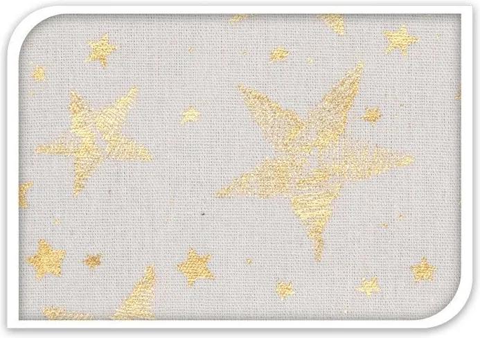Vánoční ubrus, velké hvězdy, bílé a zlaté, 140 x 230 cm | BIANO