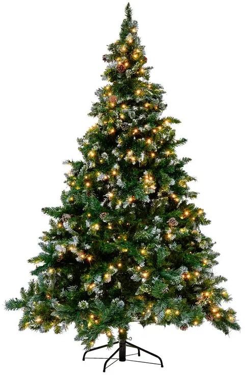 Zasněžený umělý vánoční stromek se světly 180 cm zelený PALOMAR Beliani