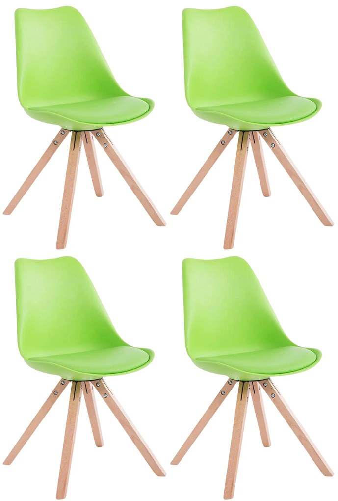 Jídelní židle Bordon - 4 ks - umělá kůže - přírodní rám | zelené