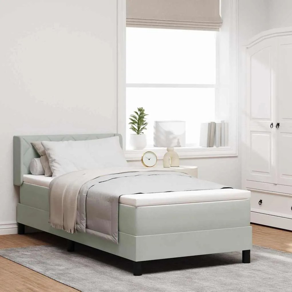 Postel s boxspringem s čelo Světle šedá 190 x 90 cm samet 3341498
