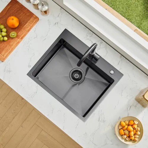 Kuchyňský dřez 68 cm Topmount Jednomístná zapuštěná mísa Umyvadlo z nerezové oceli