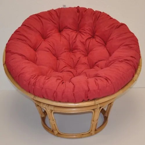 Ratanový papasan průměr 115 cm - polstr červený melír