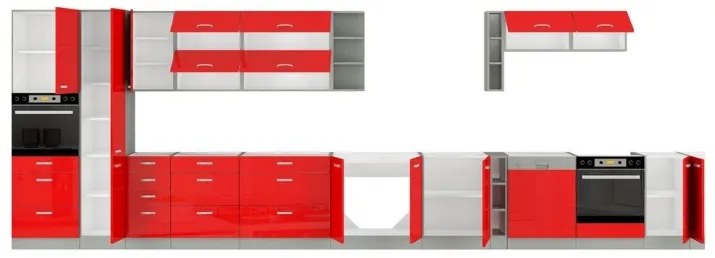 Nábytek Elegance Kuchyňská linka RISSO 120/180 cm = Dolní skříňky: 80cm dřezová, 40cm zásuvková, Horní skříňky: 80cm plná, 40cm, 60cm digestořová