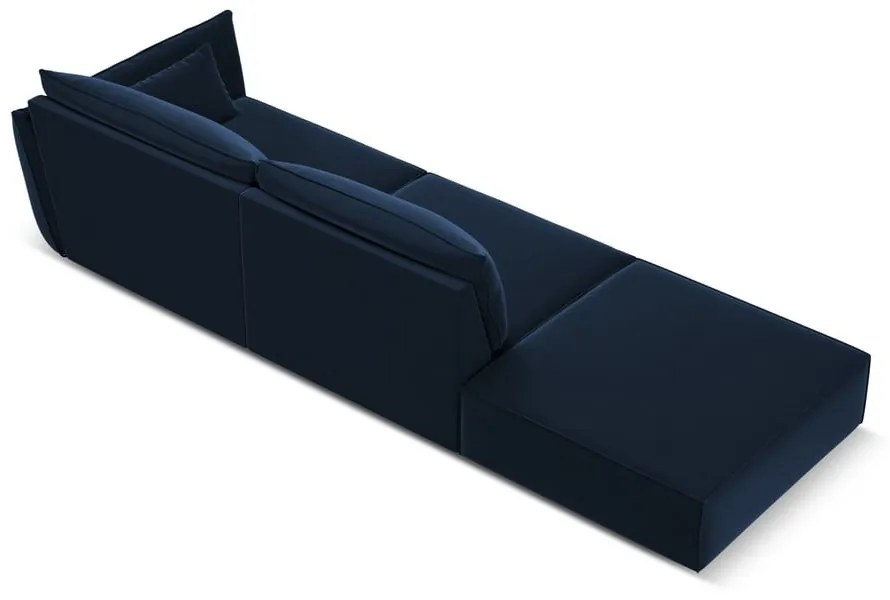 Tmavě modrá sametová pohovka pravý roh 264 cm Vanda – Mazzini Sofas