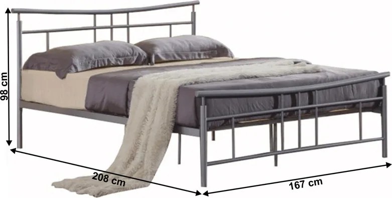 Postel s roštem, stříbrný kov, 160x200, DORADO NEW Kondela 0000352189
