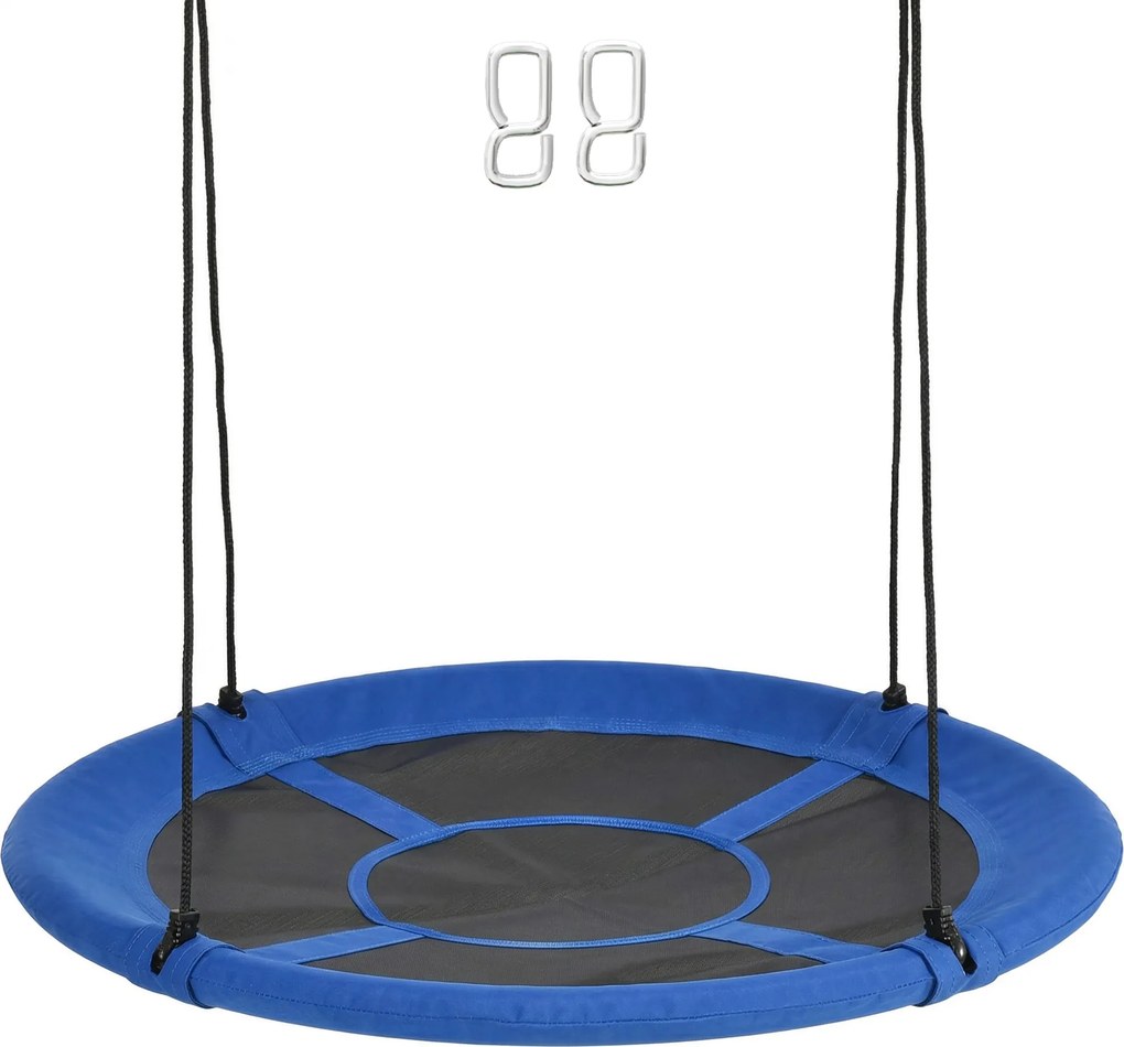 Outsunny Ø110cm venkovní hnízdo, do 150 kg, nastavitelná dětská houpačka, ocel, modrá | Aosom.de