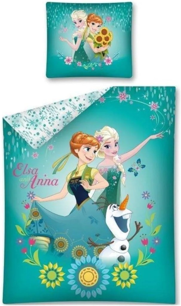 Bavlněné povlečení Ledové království - Frozen - motiv Elsa &amp; Anna - 100% bavlna - 70 x 90 cm + 140 x 200 cm
