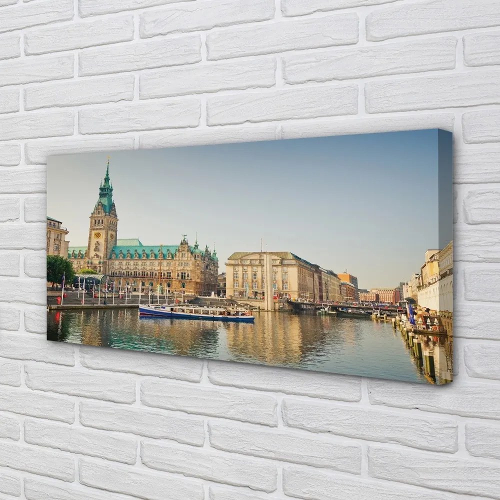 Obrazy na plátně Německo Hamburg River katedrála 120x60 cm