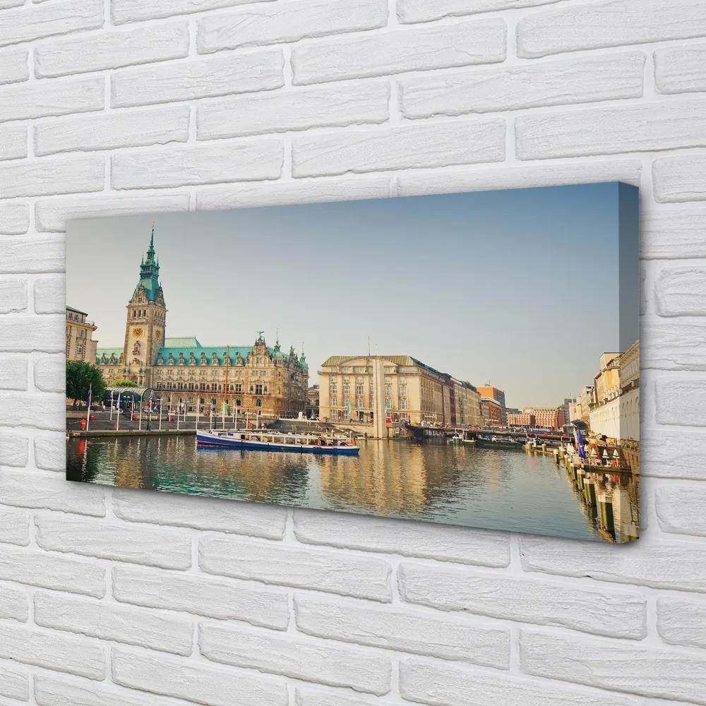 Obrazy na plátně Německo Hamburg River katedrála 125x50 cm