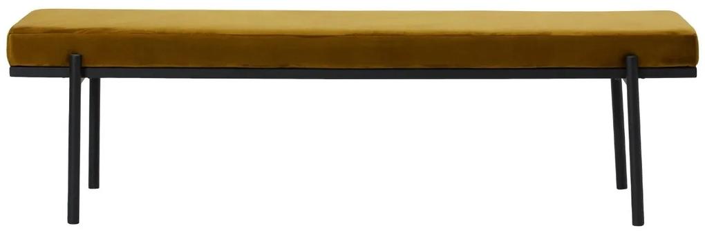 House Doctor Hořčicově žlutá sametová jídelní lavice Lao 160 cm