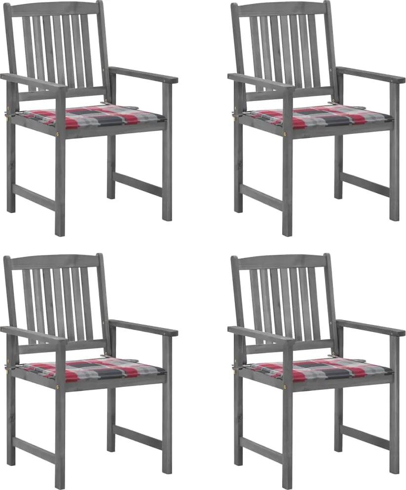vidaXL Zahradní židle s poduškami 4 ks masivní akáciové dřevo [3061228] Barva: Šedá