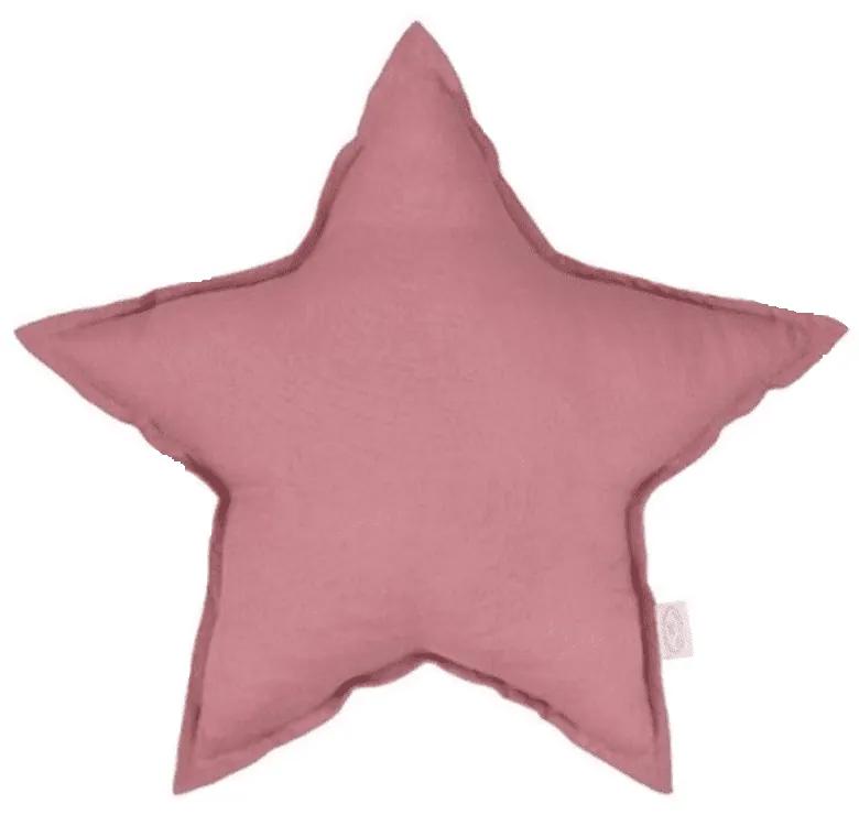 Mini lněný polštář hvězda sytě růžový 36 cm