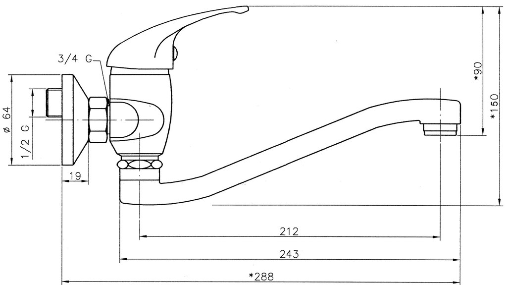 Novaservis Titania Iris 92070,0 Dřezová / umyvadlová baterie nástěnná 150 mm