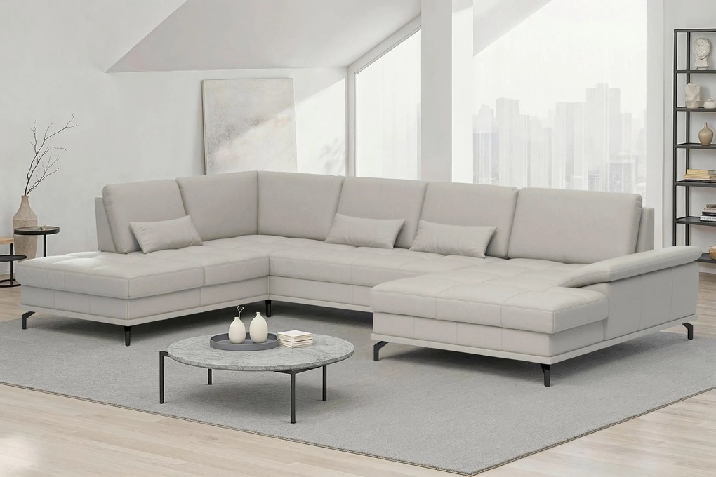 XXXLutz SEDACÍ SOUPRAVA, textil, kůže, světle šedá Sit & More - Sedací soupravy - 00014403974B