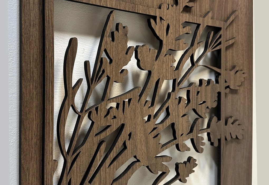 Li-Go "Květy triptych" Dřevěné obrazy 55x65 cm s hloubkou 23 mm Provedení povrchu 3xobraz: dub světlý/dub/ořech