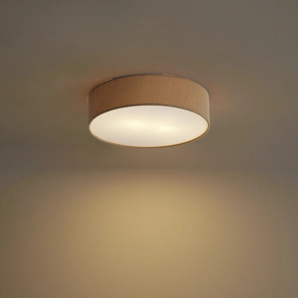 Moderní stropní svítidlo béžovohnědé s velurovým stínidlem 38 cm 2-světelné – Luz