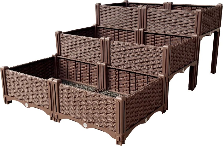 Vyvýšený záhon, hnědý, plast, UTLAN TYP 3