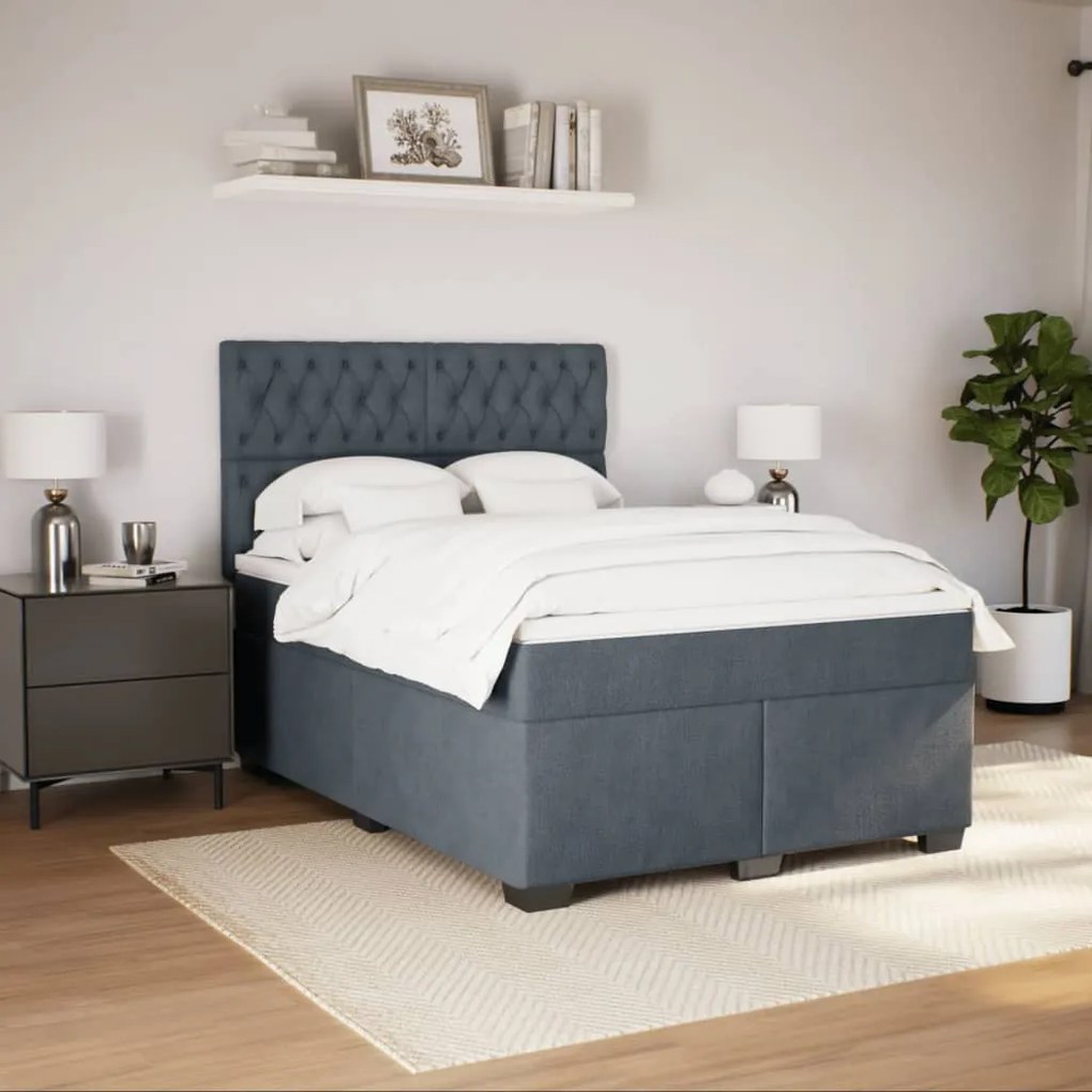 Box spring postel s matrací tmavě šedá 160x200 cm samet 3290961