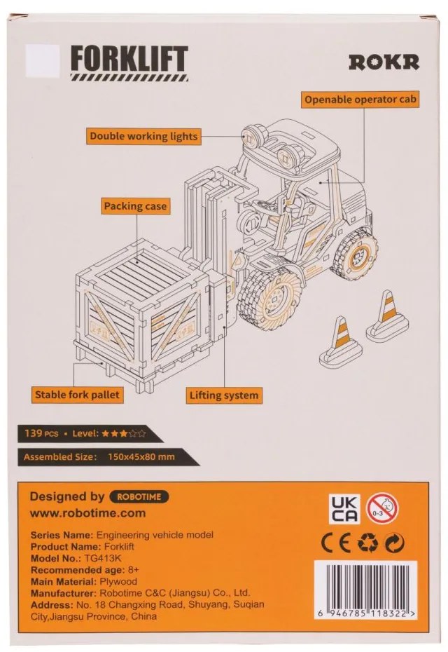 ROBOTIME Rokr 3D dřevěné puzzle Vysokozdvižný vozík 139 ks