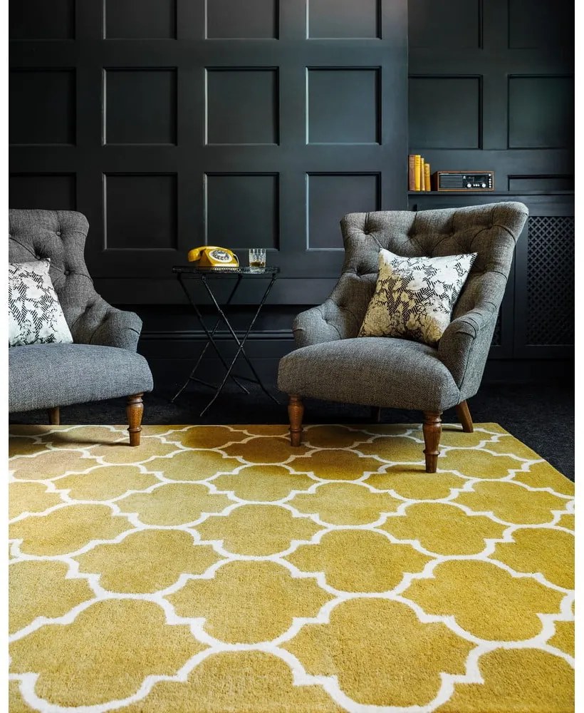 Okrově žlutý ručně tkaný vlněný koberec 200x290 cm Albany – Asiatic Carpets