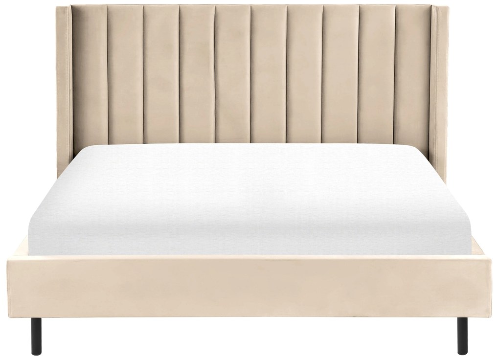 Sametová postel 180 x 200 cm béžová VILLETTE Beliani