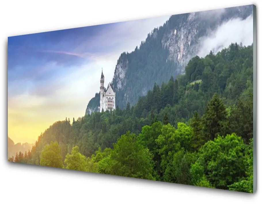 Obraz na skle Zámek v Horách Les Krajina 120x60 cm