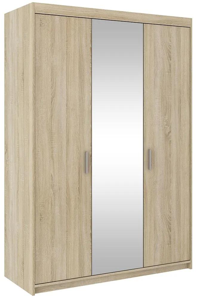 Šatní skříň ELENA 3D + zrcadlo | 133 cm | dub sonoma