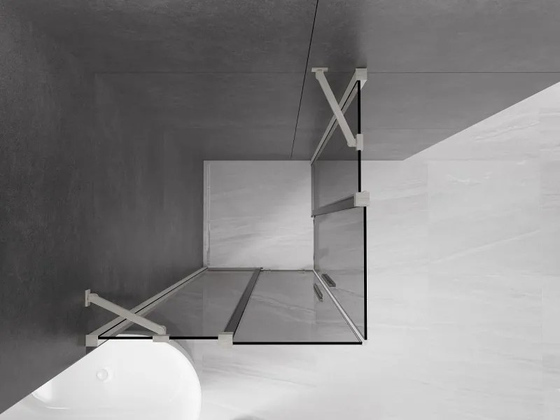 Mexen Velar Duo, sprchový kout s posuvnými dveřmi 80 x 80 cm, 8mm šedé sklo, broušená ocel, 871-080-080-42-97