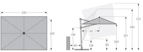 Výkyvný zahradní slunečník s boční tyčí Doppler ACTIVE 350 x 260 cm- zelený