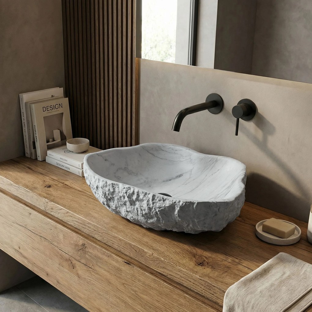 Rea Isla Venice, umyvadlo na desku 490x370x140 mm, imitace kamene-šedá, REA-U3513