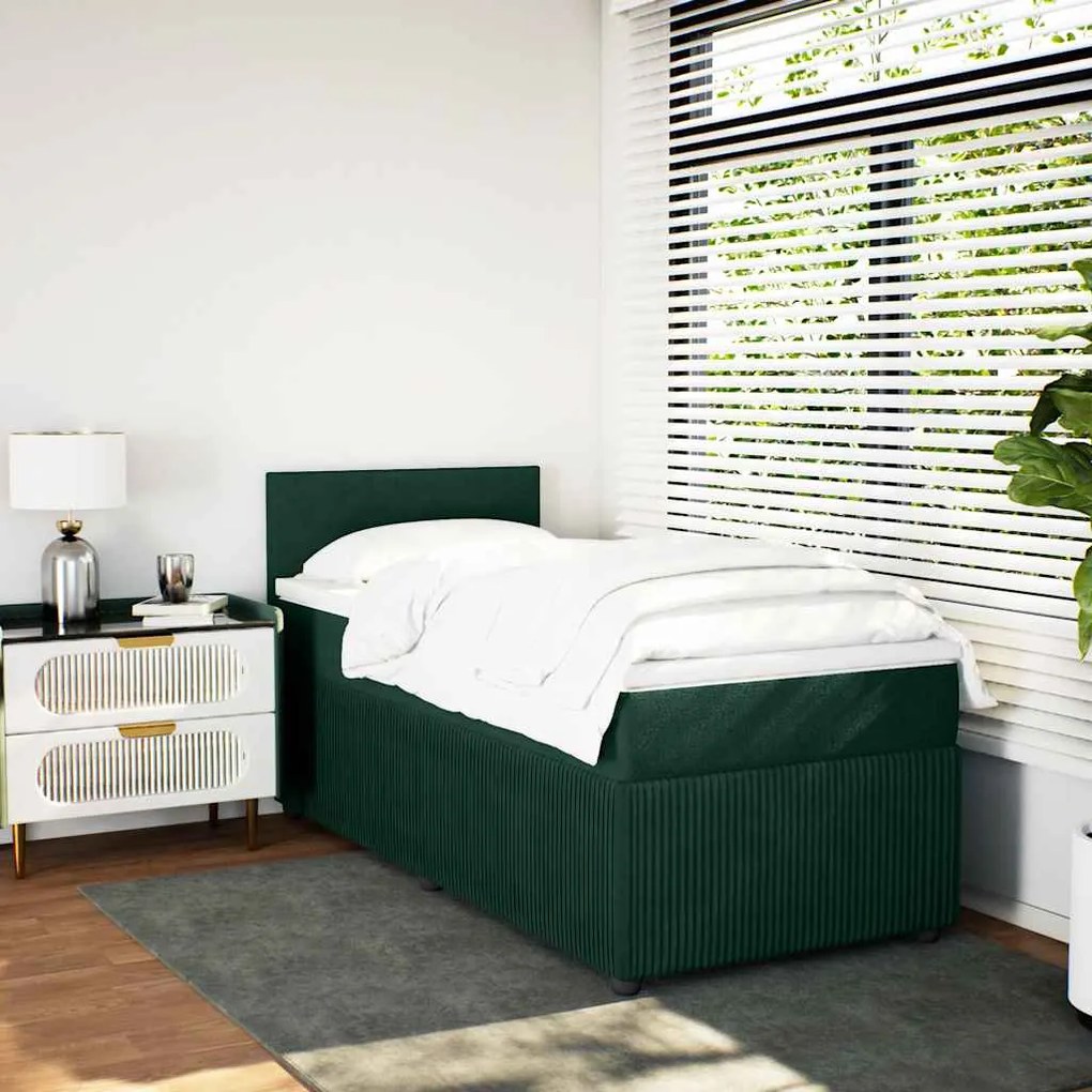 Box spring postel s matrací tmavě zelená 80 x 200 cm samet 3287587