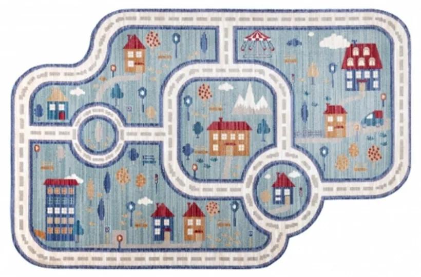 Dětský kusový koberec Uličky ve městě modrý, Velikosti 133x192cm