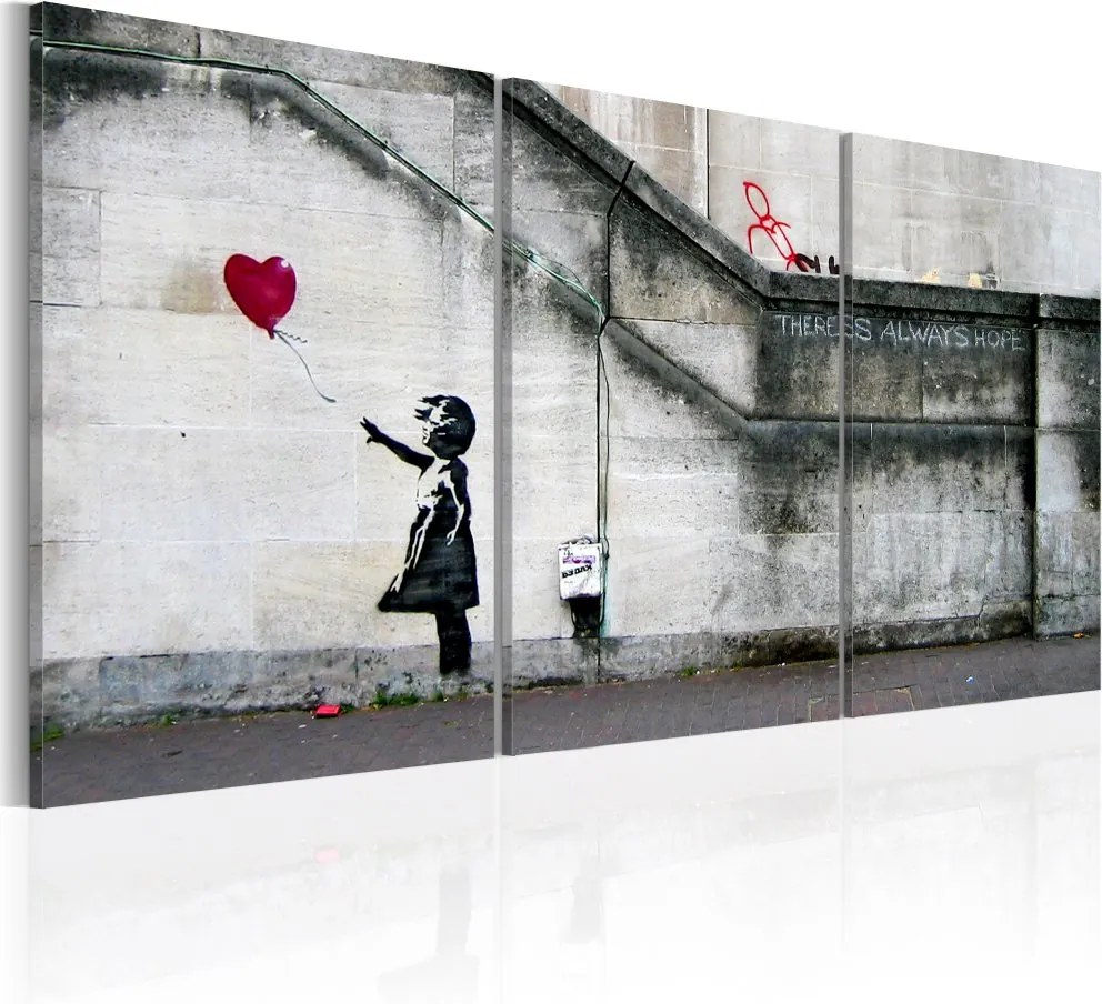 Obraz na plátně Bimago - There is always hope (Banksy) - triptych 60x30
